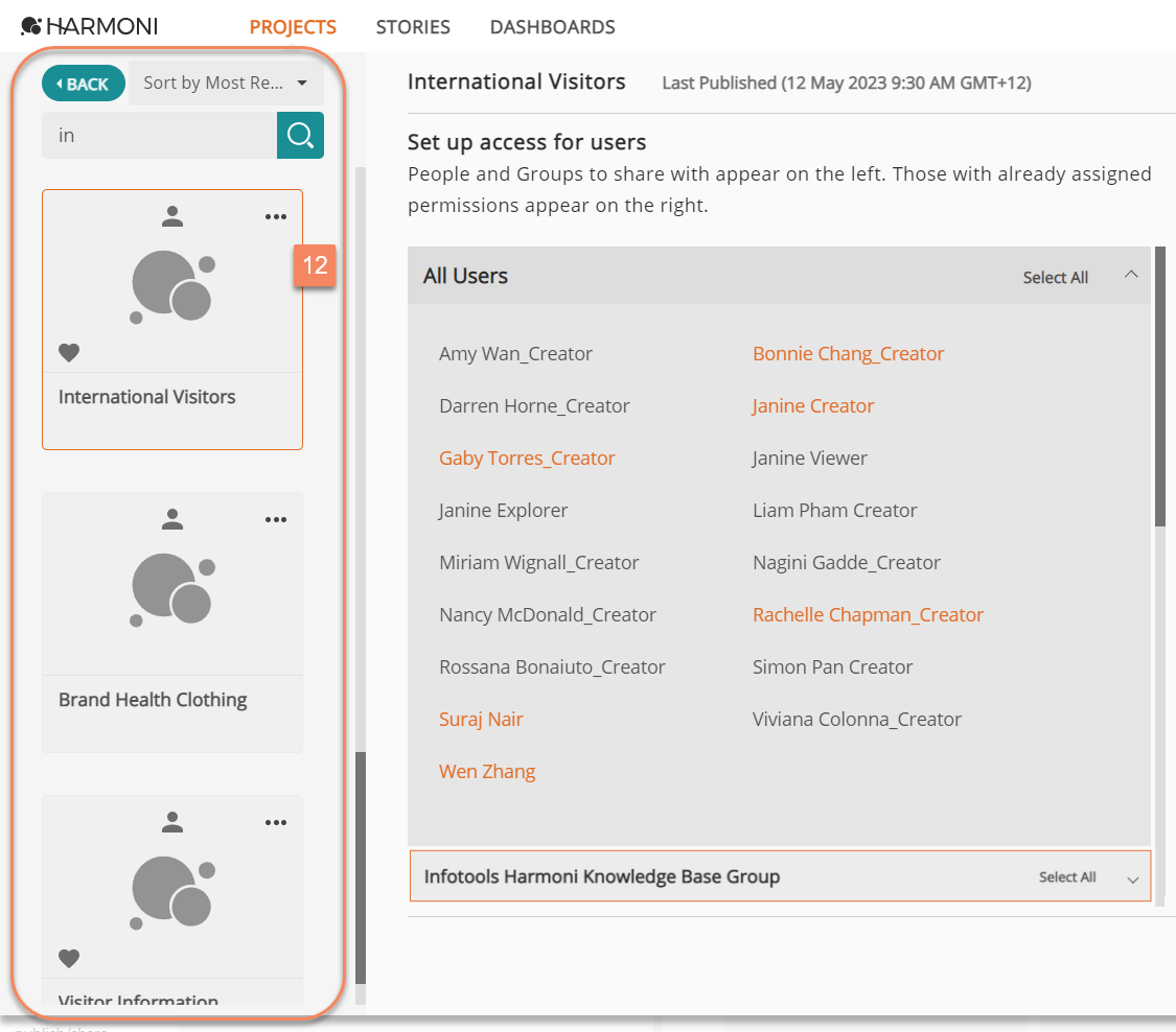 Harmoni Entity Sharing Pane – Support